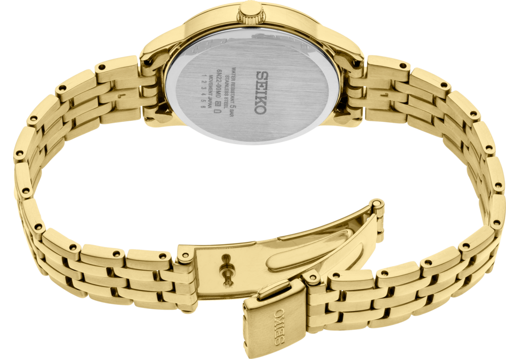 Seiko – Essentials Gold Champagne Dial Quartz Ladies Watch SUR444 ...